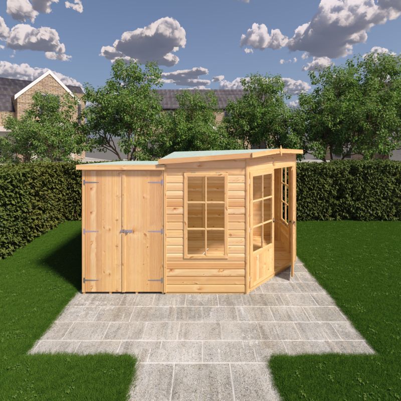 Shire Hampton with Side Shed 8x12 Summerhouse – Outdoor Living Simplified