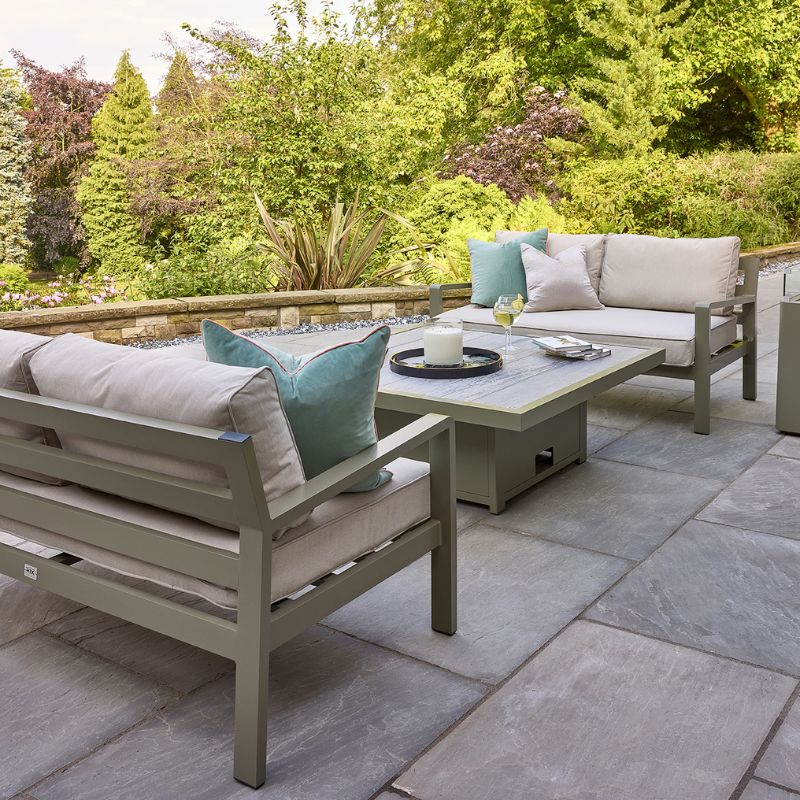 HEX Living Tutbury Dual Height Rectangular Table with Two Sofas ...